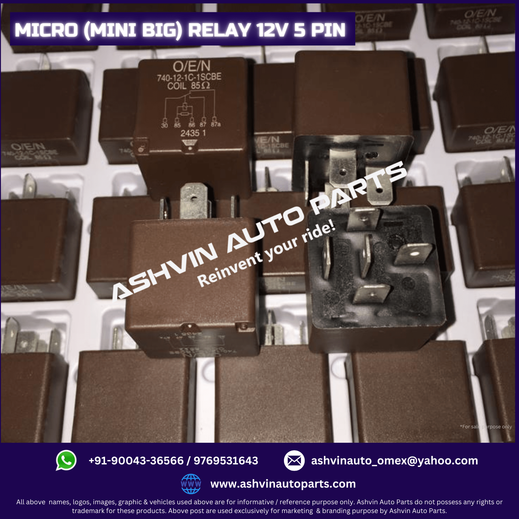 740-12-1C-1SCBE OEN MICRO (BIG) RELAY 12V 5 PIN - Ashvin Auto Parts