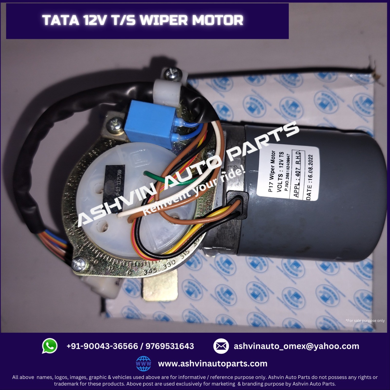 0300210029-TATA 12V DOUBLE SPEED WIPER MOTOR - Ashvin Auto Parts